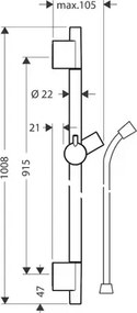 Hansgrohe - Sprchová tyč 90 cm se sprchovou hadicí, leštěný vzhled zla