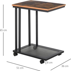 HOMCOM Odkládací stolek tvaru C Servírovací vozík Odkládací stolek dřevo kov černý ořech 51x36x65 cm do obývacího pokoje a kuchyně | Aosom.de