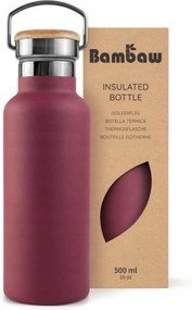 Bambaw Červená termoláhev s bambusovým uzávěrem Red Berry 500 ml