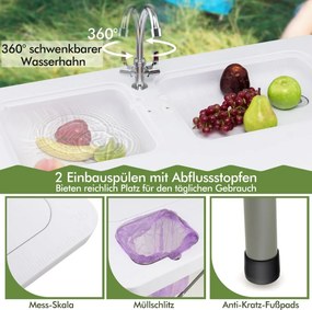 Costway Fish Cleaning Table Skládací stůl na filetování, bílý