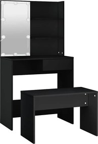 Set toaletního stolku s LED černý kompozitní dřevo 3114108