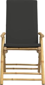 3dílný skládací bistro set s tmavě šedými poduškami bambus 3208932