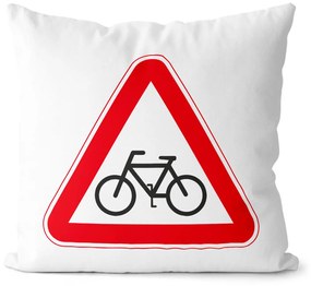 Polštářek Pozor – cyklista (Velikost: 55 x 55 cm)