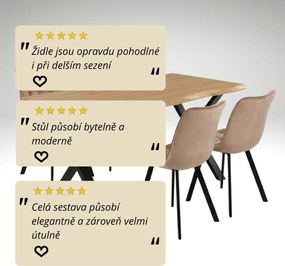 Vikio Jídelní set pro 4 osoby 160x90 cm dub noha X béžová židle VJS236-4BE-S