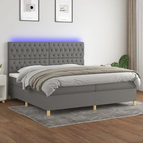 Box spring postel s matrací a LED tmavě šedá 200x200 cm textil,  3135702 HangarStore.cz
