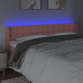 Čelo postele s LED růžové 163 x 16 x 78/88 cm samet 3123729