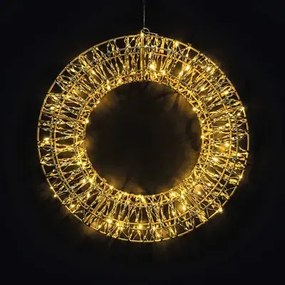 Solight LED vánoční věnec 3D zlatá / Vánoční věnec / 150 LED / 50 cm /