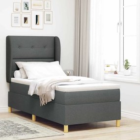 Postel s boxspringem s čelo Tmavě šedá 200 x 80 cm textil 3340719