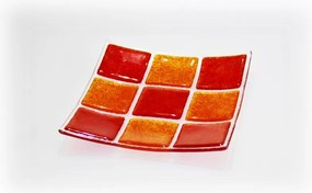 BDK-GLASS Skleněná miska KARO 15x15cm - oranžovo-červená
