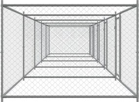 Klec pro psy s dvířky šedá 10 x 2 x 1,5 m pozinkovaná ocel 3209576