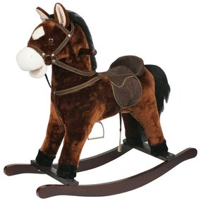 _Ostatní 1_ DŘEVO Kůň plyšový houpací 71cm tmavě hnědý nosnost 50kg 00516104