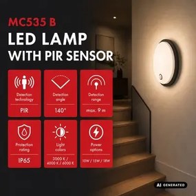 MCE535 B černá / Venkovní LED svítidlo / PIR senzor pohybu