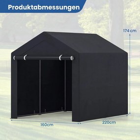 Costway Garážový stan kůlny na nářadí s rolovacími dvířky na zip a 6 – l