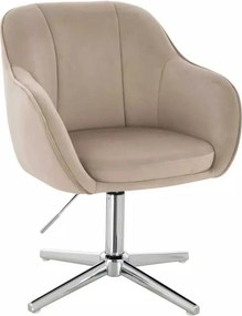 LuxuryForm DESIGN Otočná židle AVOLA VELUR na stříbrném kříži - latte