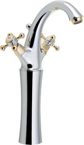 Reitano Rubinetteria Reitano Rubinetteria, ANTEA stojánková umyvadlová baterie vysoká s výpustí, výška 300mm, chrom/zlato, 3272L