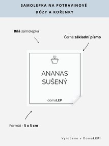 ANANAS SUŠENÝ  – bílá samolepka na dózu, základní písmo, 5 x 5 cm | DomaLEP