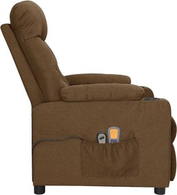 Elektrické masážní křeslo hnědé textil 3098831