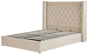 Sametová postel s úložným prostorem 140 x 200 cm béžová LUBBON Beliani