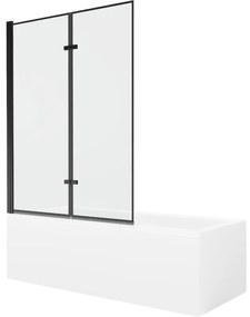 Mexen Cubik obdélníková vana 160 x 70 cms pláštěm 2-křídlovou zástěnou 120 cm, Černý vzor - 550316070X9212027070