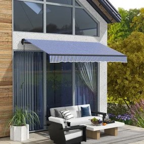 Outsunny sluneční markýza, markýza na terasu, včetně ruční kličky, odolná proti povětrnostním vlivům, 247 cm x 295 cm, modrá + bílá