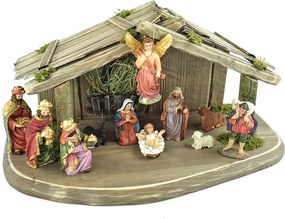 AMADEA Dřevěný betlém šedohnědý BEZ FIGUREK 38 cm
