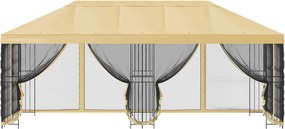 Altán s bočními stěnami 6 x 3 m Krémová Polyester a ocel 3375995