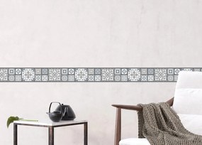 Samolepící bordura na zeď Šedá Patchworková Mozaika | 5 m x 13.8 cm | DWB8459