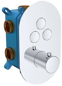 Mereo Mereo, Termostatická podomítková tlačítková baterie - 3-cestná - oválný kryt, CB60157TB