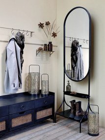 Černá dřevěná lavice s ratanovým výpletem Channie - 122*36*49cm