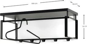 Ocelový nástěnný věšák v přírodní barvě/taupe s poličkou 70 cm Rex – Spinder Design
