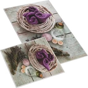 Bellatex 3D tisk  sada - BEZ VÝKROJE Fialová 60x100 cm 60x50 cm (SADA)