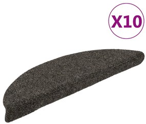 Schodové rohože samolepicí 10 ks 56x17x3 cm antracitové půlkulaté 149691