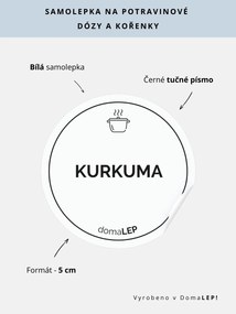 Samolepka na kořenky KURKUMA bílá 5 cm tučné písmo