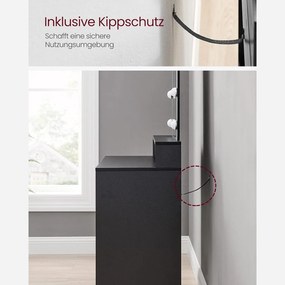 Toaletní stolek, toaletní stůl s nastavitelnou intenzitou osvětlení LED, černý