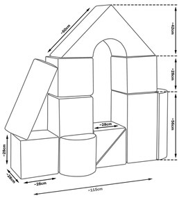 Pěnové kostky-obří stavebnice 11 ks yellow-green-orange-light blue