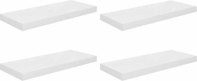 Plovoucí nástěnné police 4 ks lesklé bílé 60x23,5x3,8 cm MDF 323750