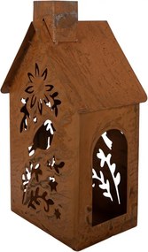Rezavý svícen ve tvaru domku Rustic Charm - 11*15*26 cm