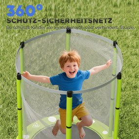 AIYAPLAY dětská trampolína se sítí pro bezpečnost, pro vnitřní i venkovní použití, 3-6 let, zelená