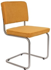 OnaDnes -20% Žlutá manšestrová jídelní židle ZUIVER RIDGE RIB s matným rámem