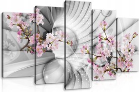 Obraz 100x60 modulární triptych bez rámu na zeď sakura květina abstrakce
