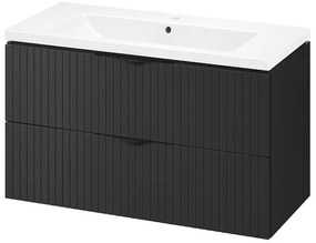 Cersanit Tirso, závěsná umyvadlová skříňka 994x447x572 mm + keramické umyvadlo, černá matná, S801-588