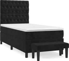Box spring postel s matrací černá 90x200 cm samet 3138003