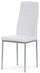 AUTRONIC Židle jídelní, bílá koženka, šedý kov