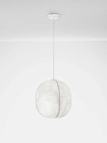 Bílé kovové závěsné svítidlo s textilním stínidlem ø 42 cm Pierida – Nova Luce