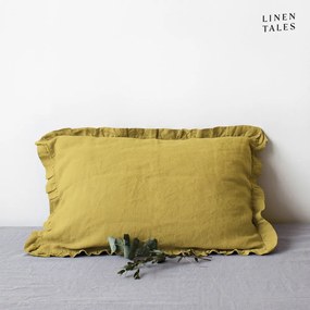 Lněný povlak na polštář 40x40 cm Lemon Curry – Linen Tales