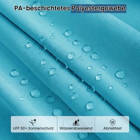 Costway Dvojitý slunečník se stojanem a LED světly a UPF 50+ tyrkysový