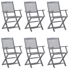 Skládací zahradní židle s poduškami 6 ks masivní akáciové dřevo,  3065422