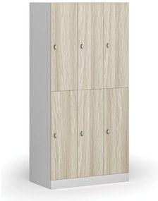 Šatní skříňka S1 s úložnými boxy, 6 boxů, 1850 x 900 x 500 mm, demont, otočný zámek, laminované dveře, dub přírodní
