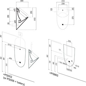 GSI, PURA Pisoár s otvory pro víko, 39x60x31 cm, bílá ExtraGlaze, 769811