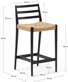 Černá/v přírodní barvě barová židle z dubového dřeva (výška sedáku 70 cm) Analy – Kave Home